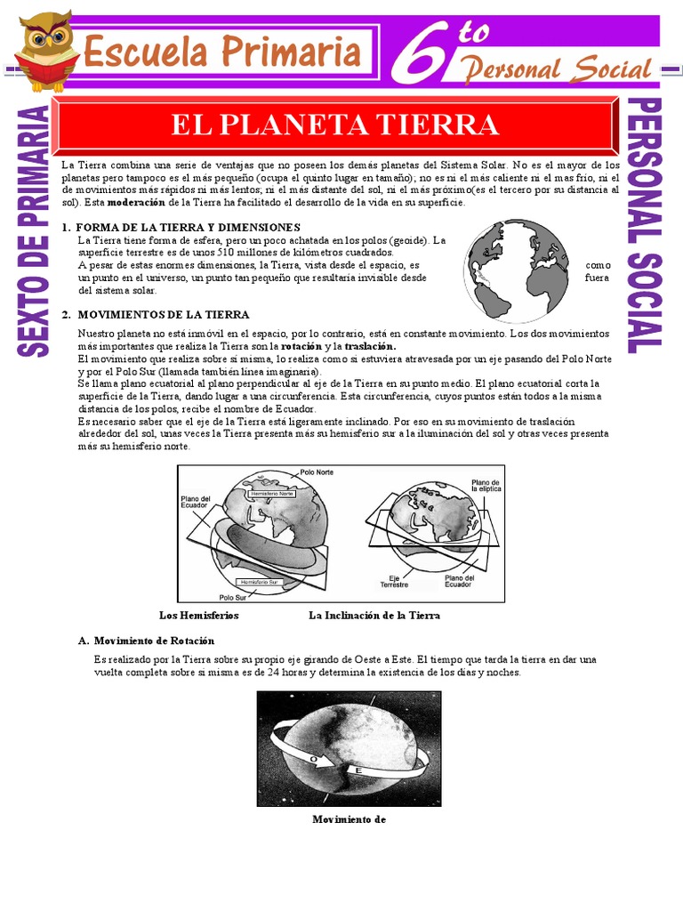 El Planeta Tierra para Sexto de Primaria | PDF | Luna | Tierra