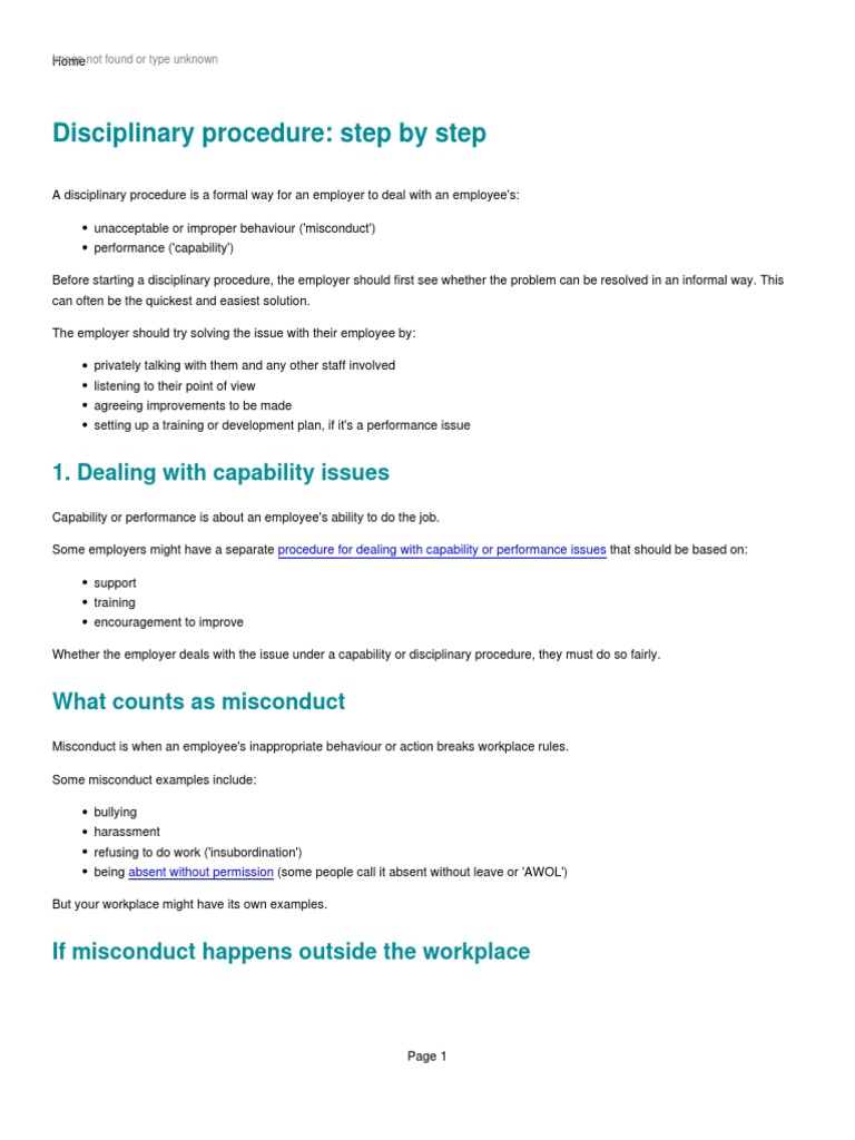A Step-by-Step Guide to Conducting a Fair Disciplinary Procedure | PDF ...