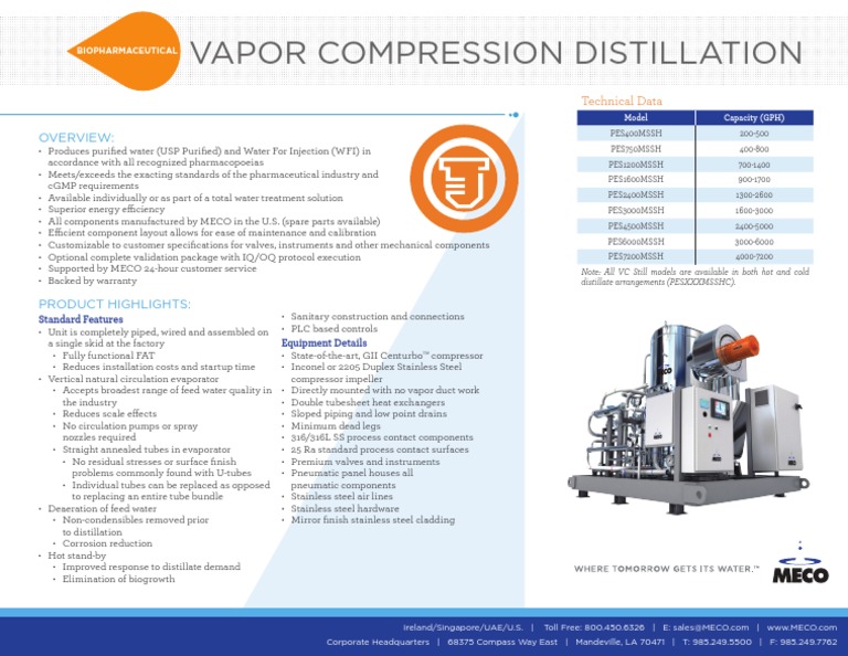 Meco Biopharm Vapor-Compression Size-Utilities | PDF | Stainless Steel ...
