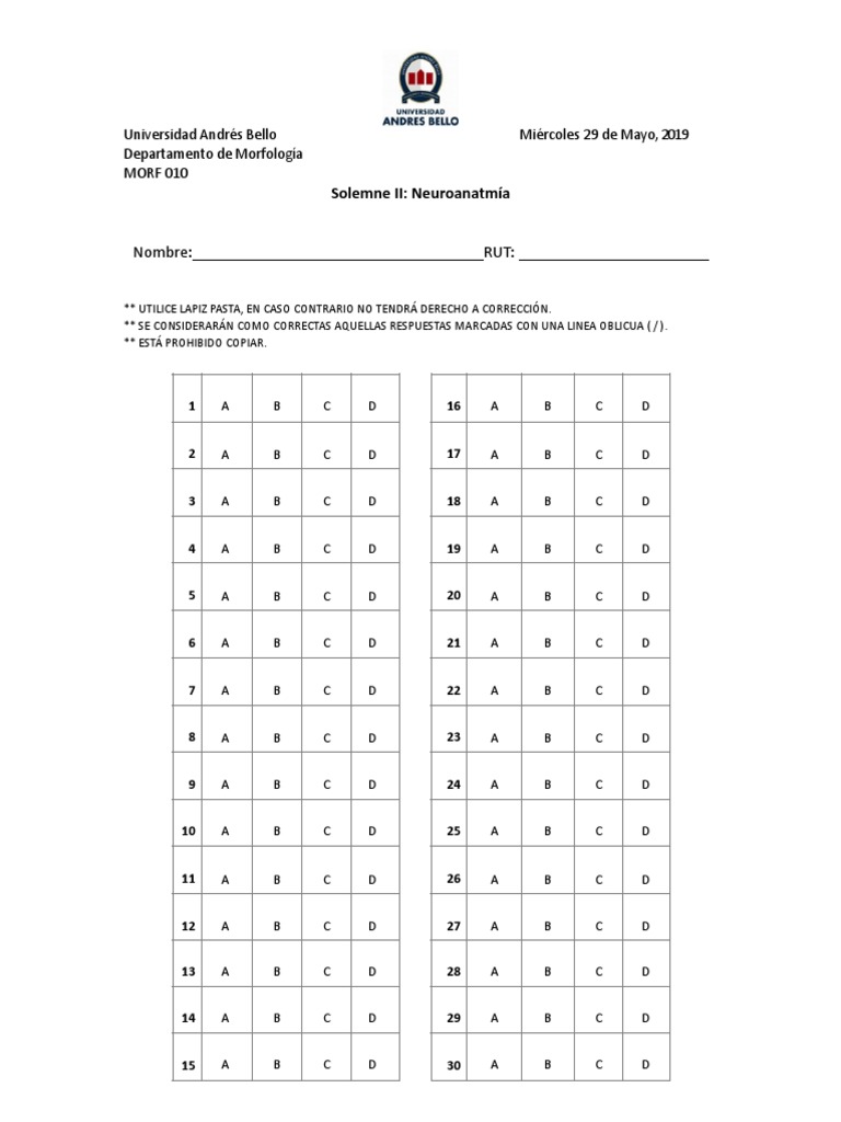 Preguntas s2 Tecno 2019 | PDF | Médula espinal | Cerebro