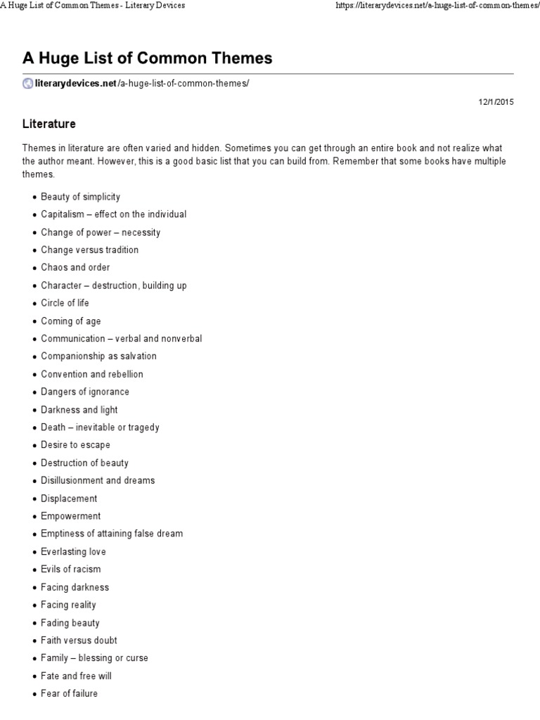 Common Themes in Literature & Film | PDF | Courage | Ethical Principles
