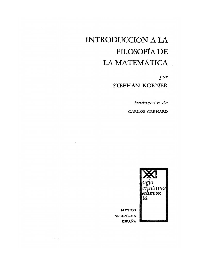 Korner Stephan - Introduccion A La Filosofia de La Matematica | PDF ...