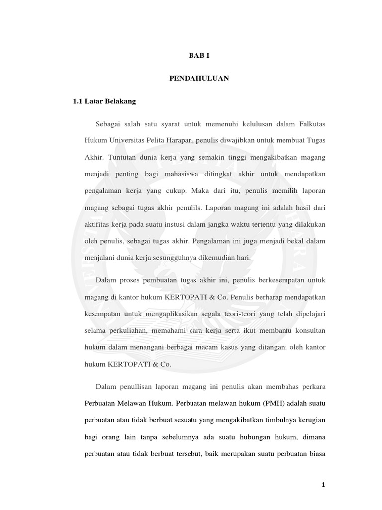 Laporan Magang Hukum Perdata | PDF