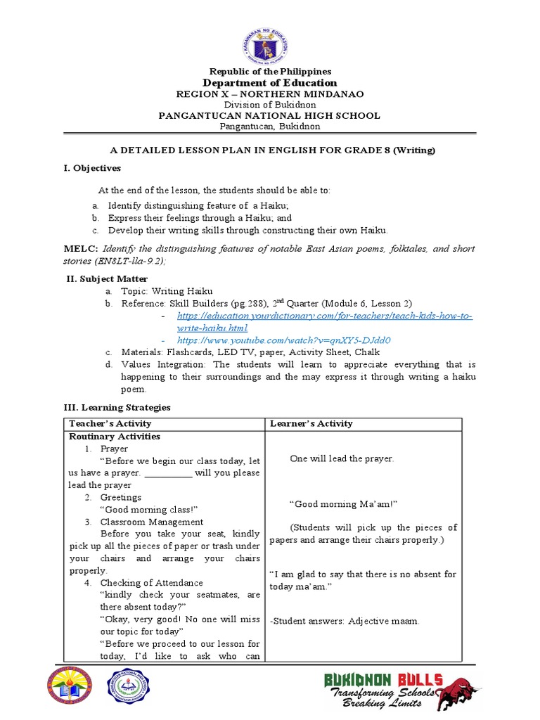 Haiku Lesson Plan Cot1 | PDF | Poetry | Haiku