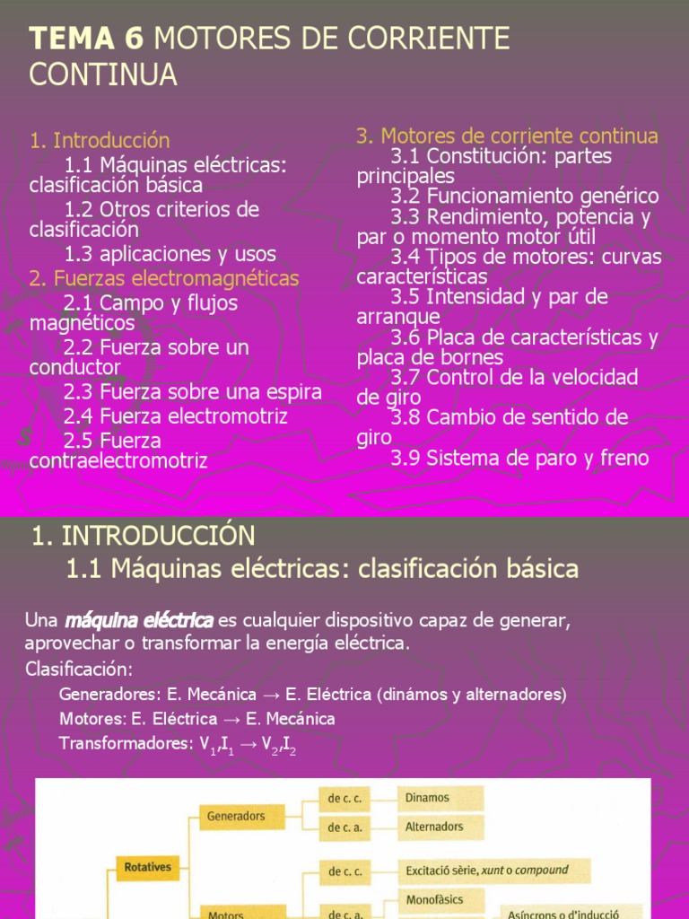 Tema 6 Motores de Corriente Contínua | PDF | Inductor | Generador eléctrico