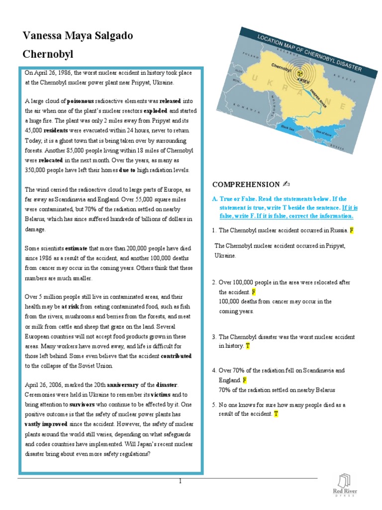 Vanessa Maya Salgado Chernobyl: Comprehension | PDF | Nuclear And ...