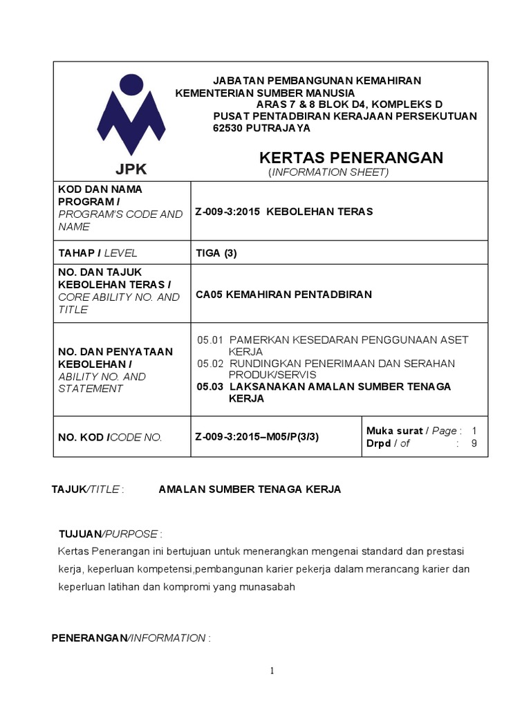 Kertas Penerangan Ca05 Tahap 3 (5.03) | PDF