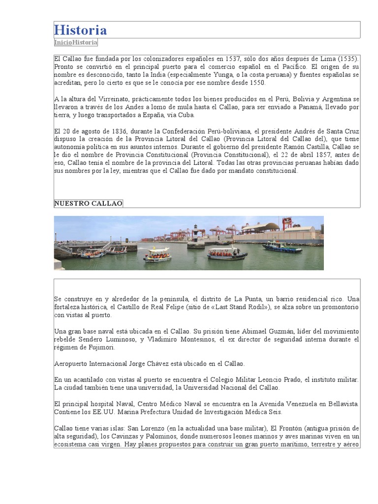 Historia Del Callao | PDF | América del Sur | Perú