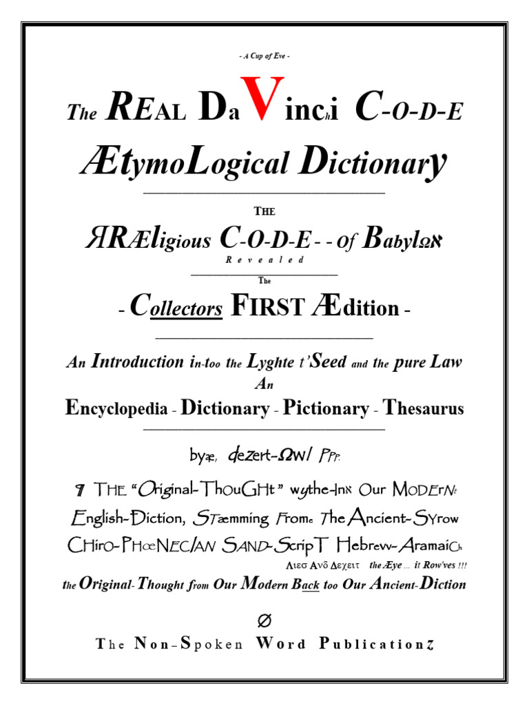 THE REAL DaVINCI CODE ETYMOLOGICAL DICTIONARY | PDF | King James Version | Translations