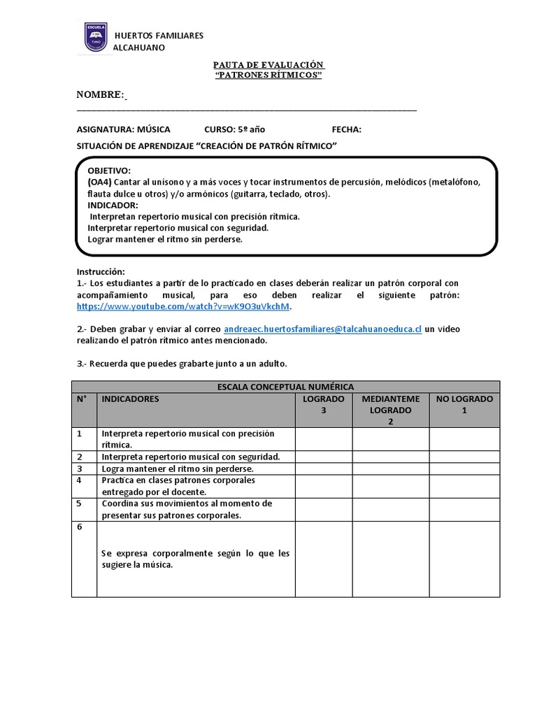 Patrón Ritmico Final Pauta | PDF