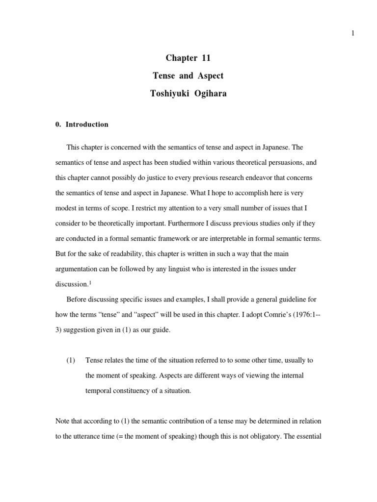 Tense and Aspect Toshiyuki Ogihara | PDF | Grammatical Tense | Predicate (Grammar)