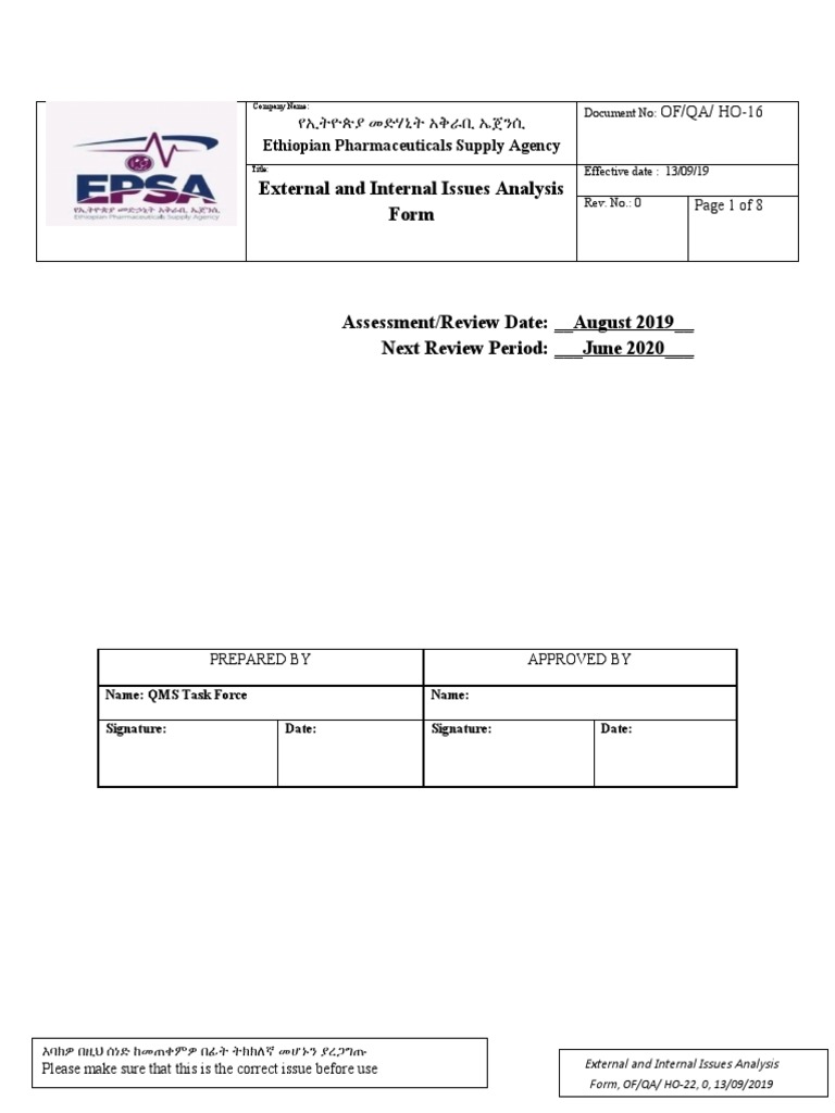 Internal and External Issues Analysis | PDF | Governance | Warehouse