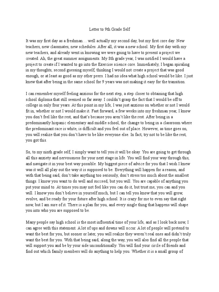 Letter To 9th Grade Self | PDF