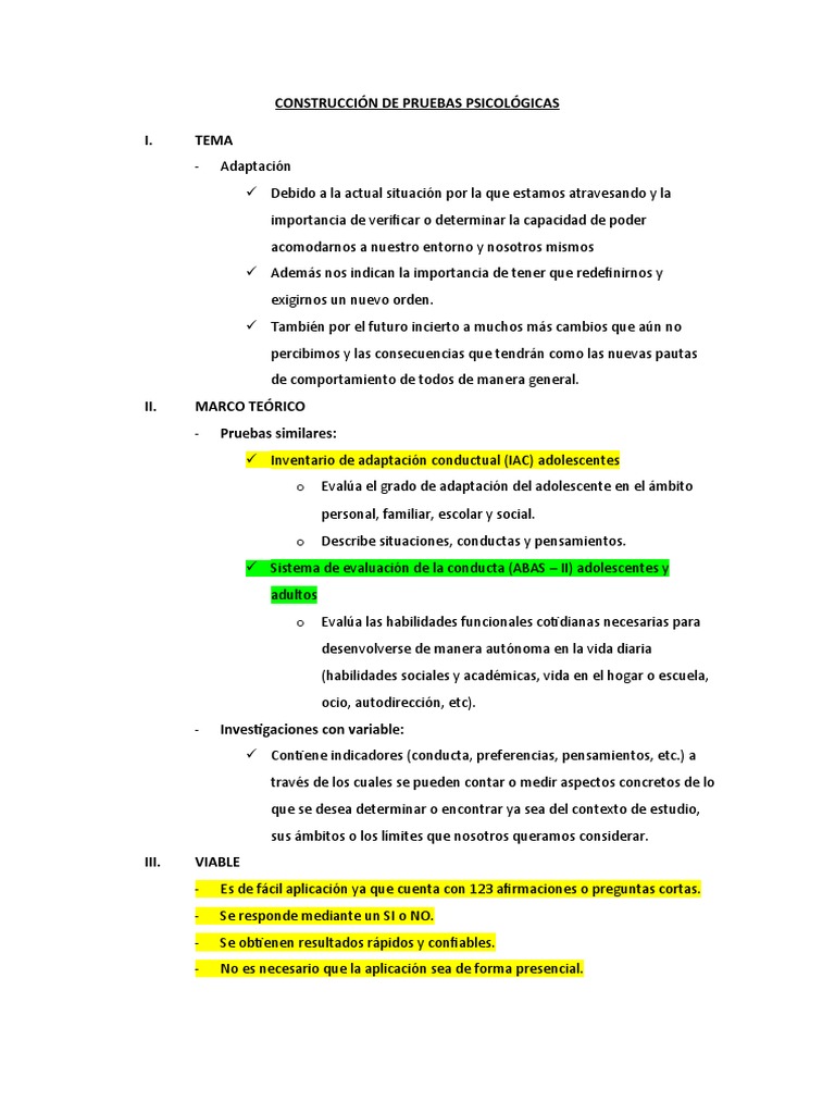 Construcción De Pruebas Psicológicas Pdf Comportamiento Sicología