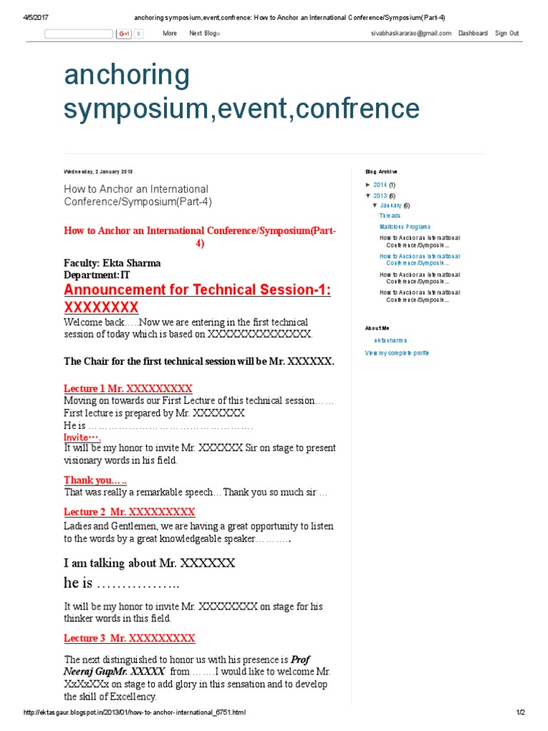 Anchoring Symposium, Event, Confrence - How To Anchor An International ...