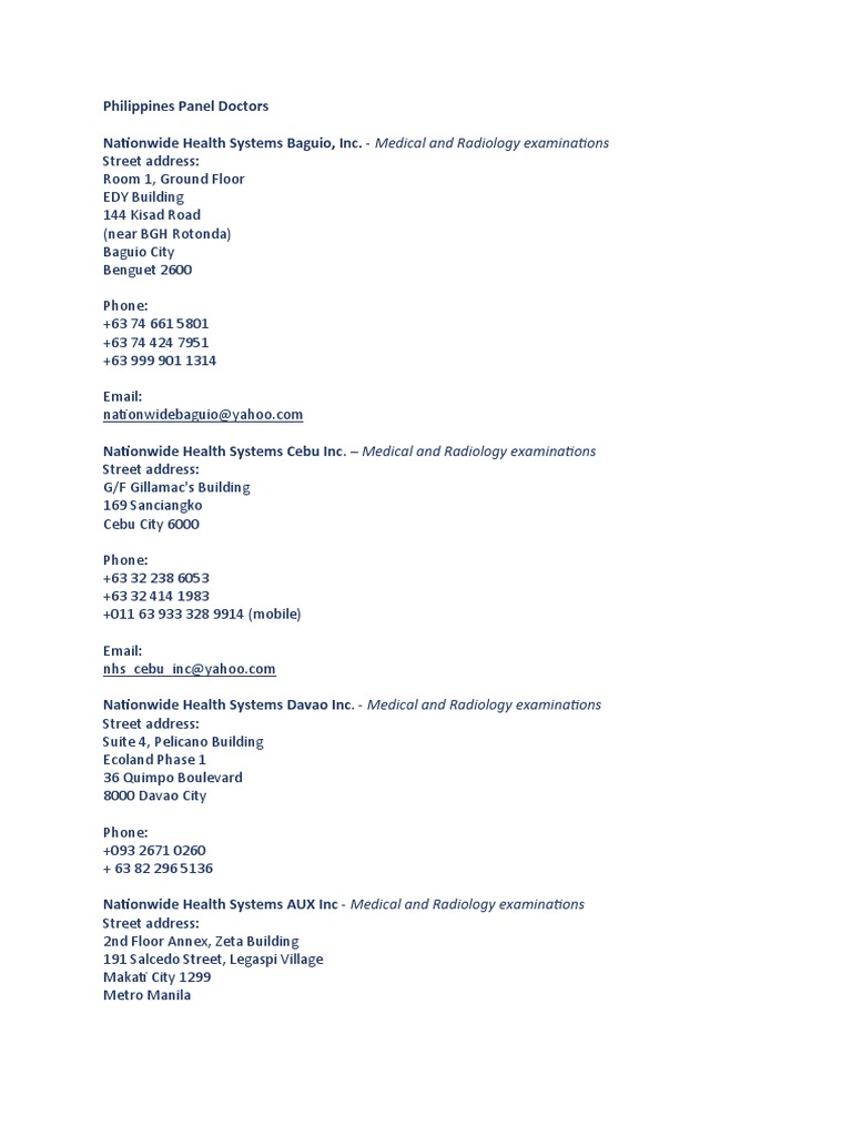 List of Panel Doctors (Philippines) 2 | PDF