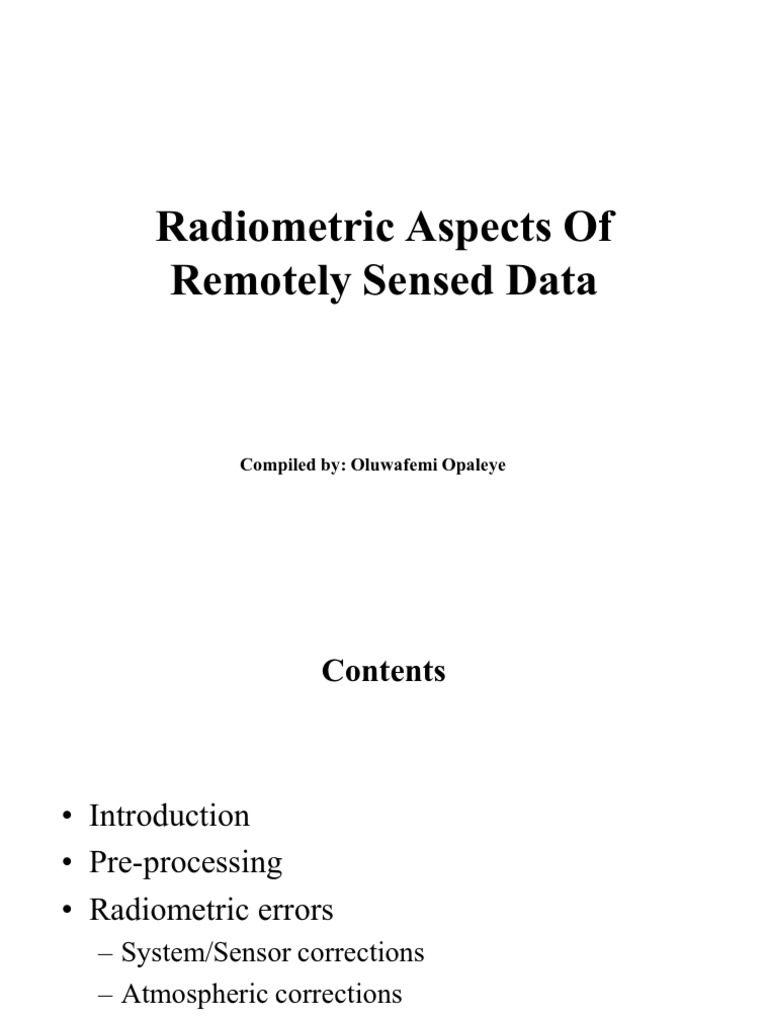 Radiometric Correction | PDF | Remote Sensing | Electromagnetic Radiation