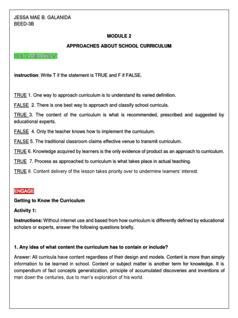 Module 2-Educ 8 Assessment | PDF | Curriculum | Learning