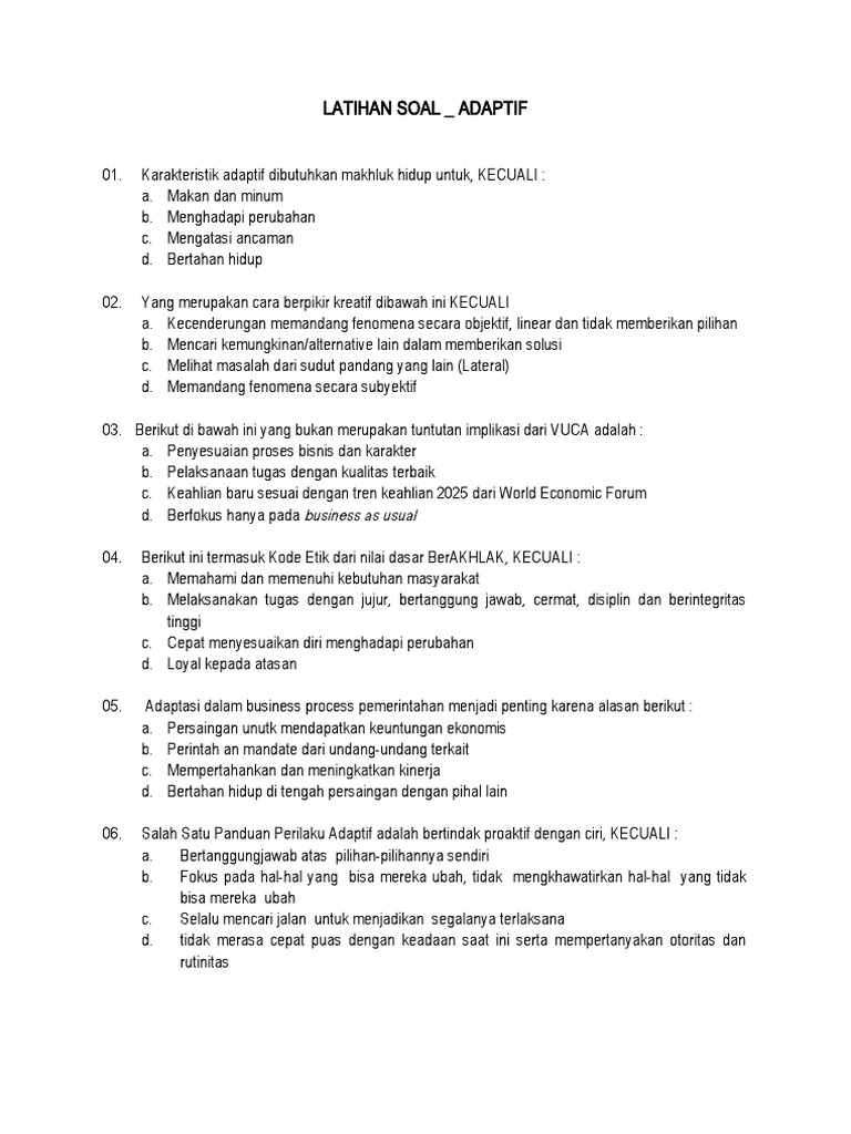 Latihan Soal Adaptif | PDF