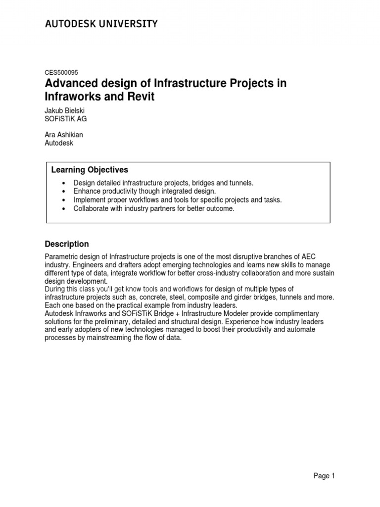 Advanced Infrastructure Design with BIM | PDF | Autodesk Revit ...