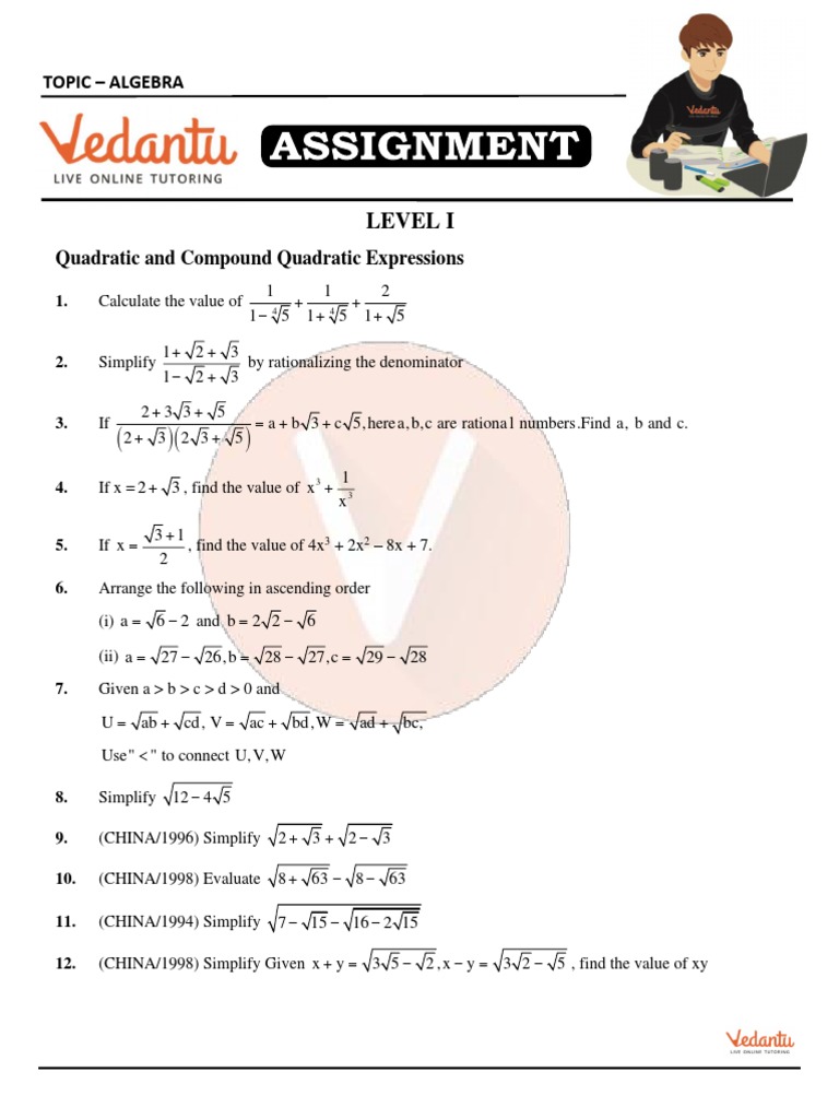 Algebra - Assignment | PDF | Factorization | Polynomial