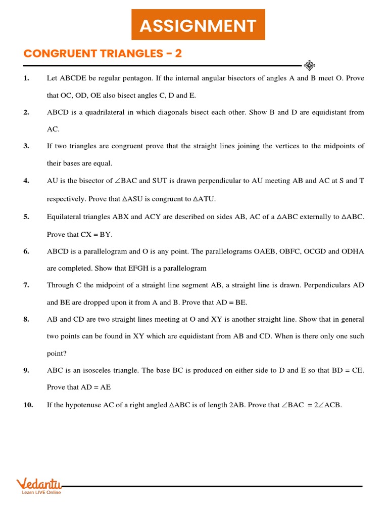 Congruent Triangles Assignment 2 | PDF | Triangle | Classical Geometry