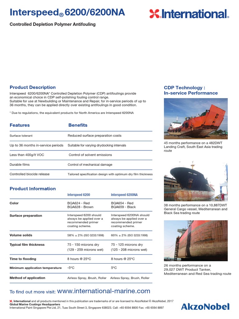 Interspeed 6200/6200NA: Controlled Depletion Polymer Antifouling | PDF ...