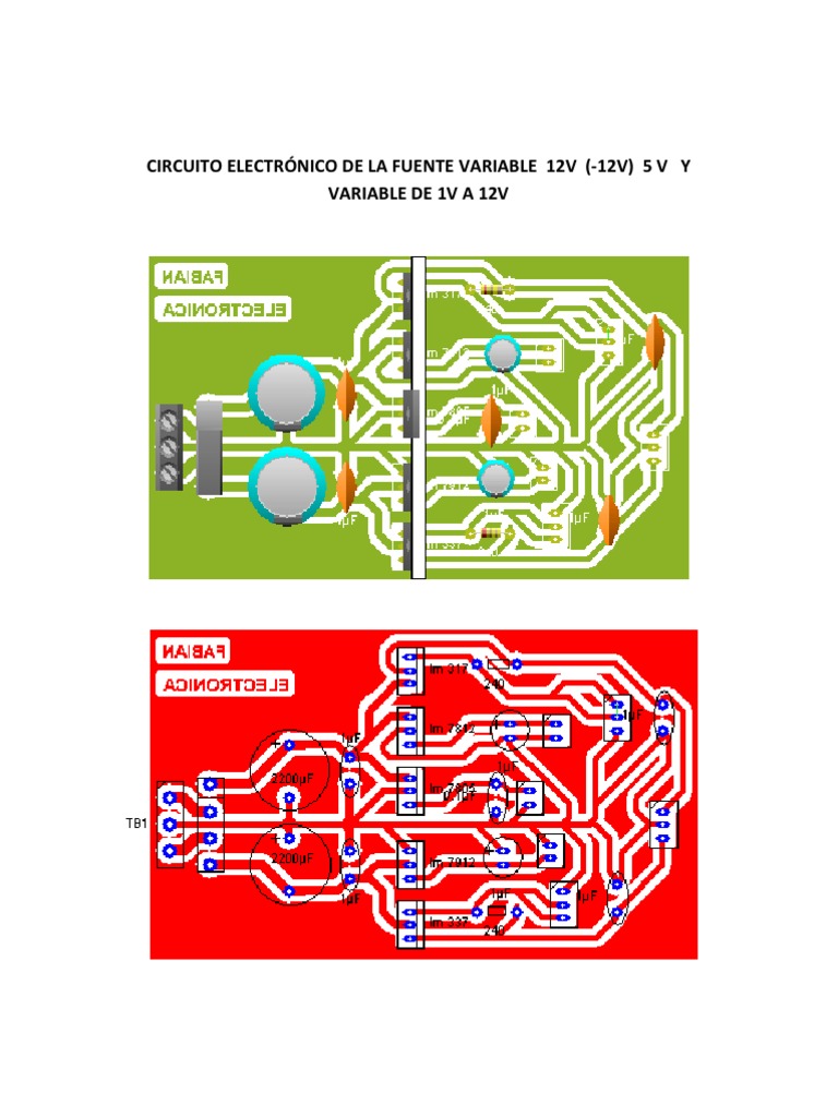 Circuito Electrónico de La Fuente Variable 12V | PDF