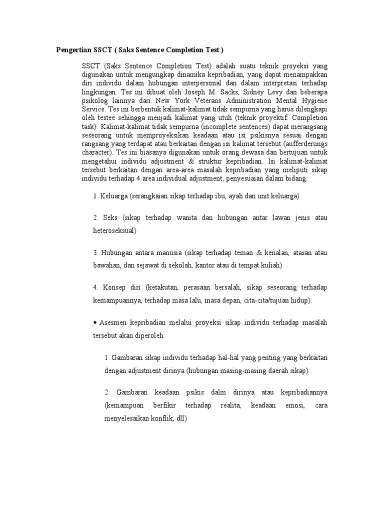 Pengertian SSCT | PDF