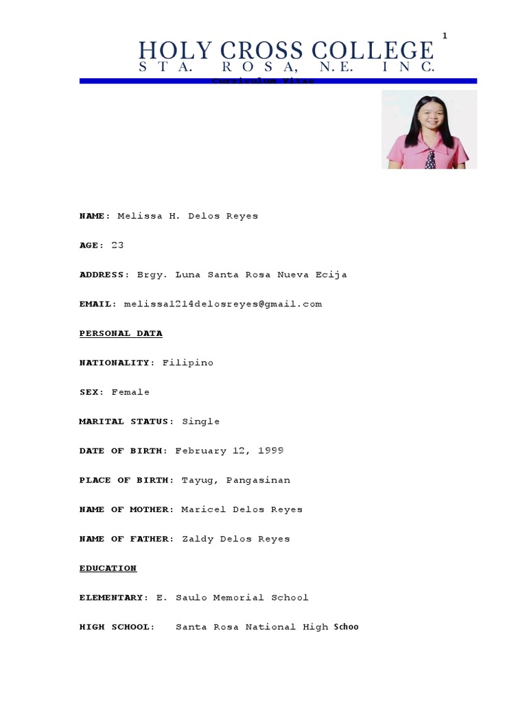 Curriculum Vitae Melissa | PDF