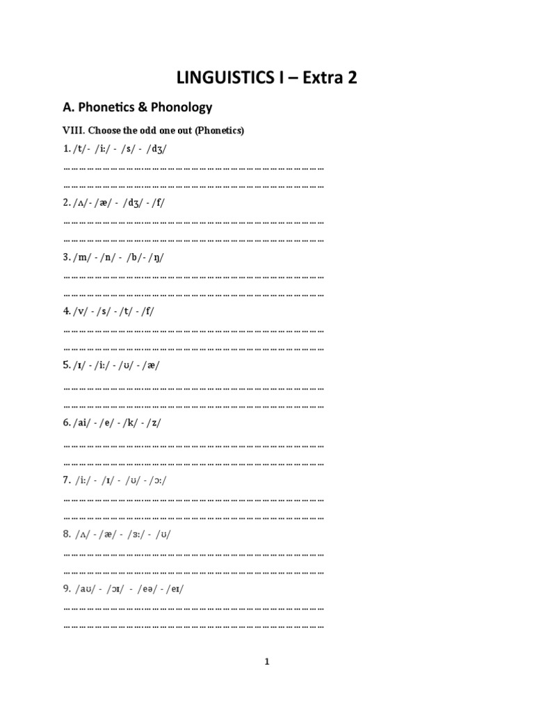 Phonetics and Phonology Practice Questions: Identifying Odd Ones Out ...