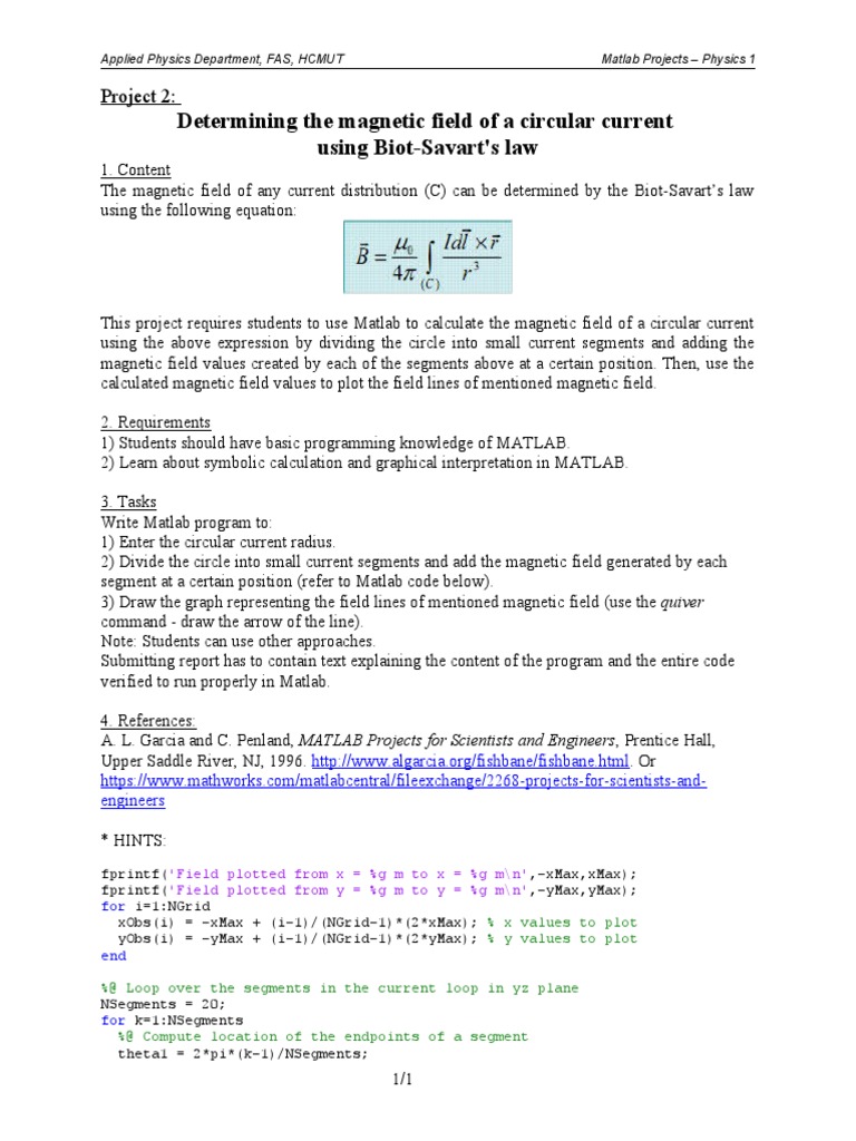 Determining The Magnetic Field of A Circular Current Using Biot-Savart ...