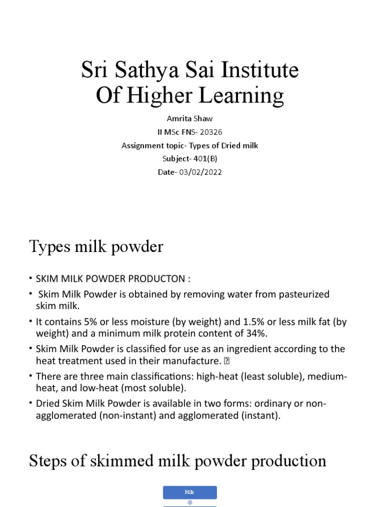Types of Dried Milk | Download Free PDF | Milk | Powdered Milk