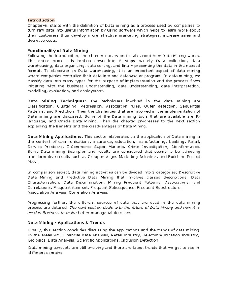 Chapter-5 Data Mining - Introduction | PDF | Data Mining | Data