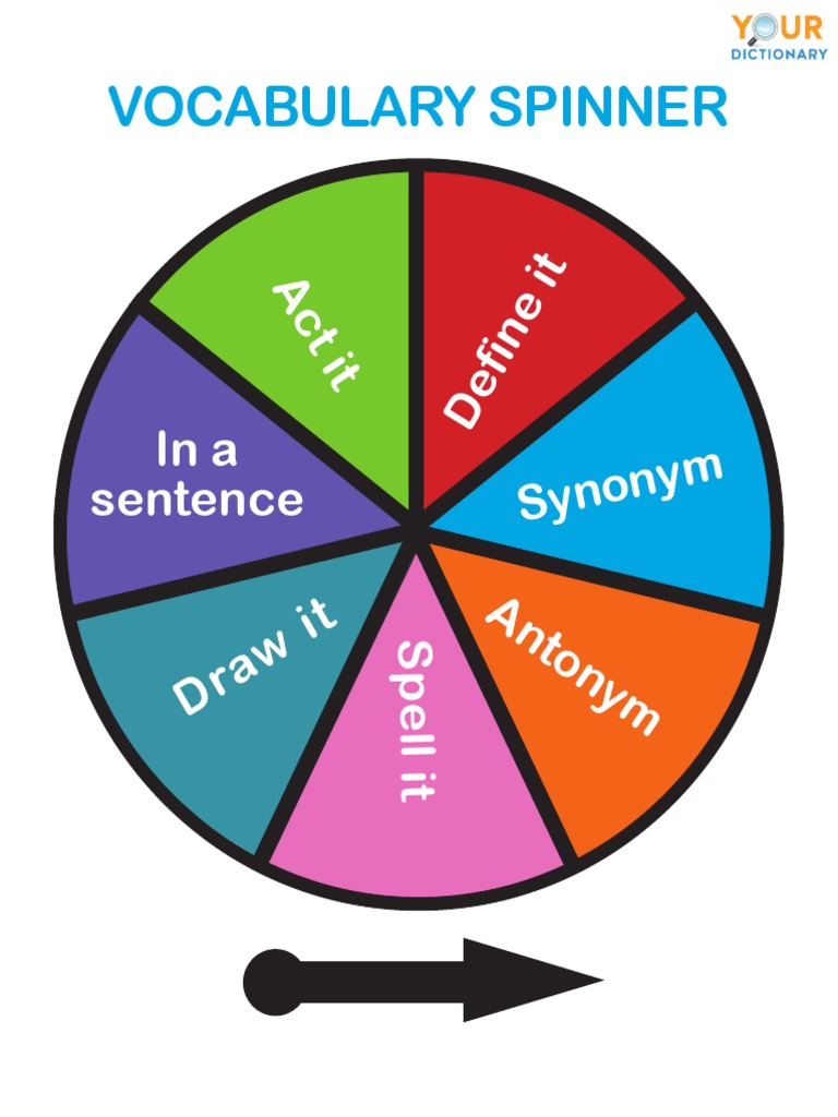 Colorful Vocabulary Spinner | PDF