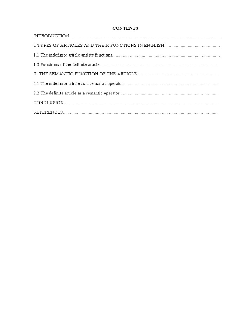 The Article As A Semantic Operator in English | PDF | Grammatical ...
