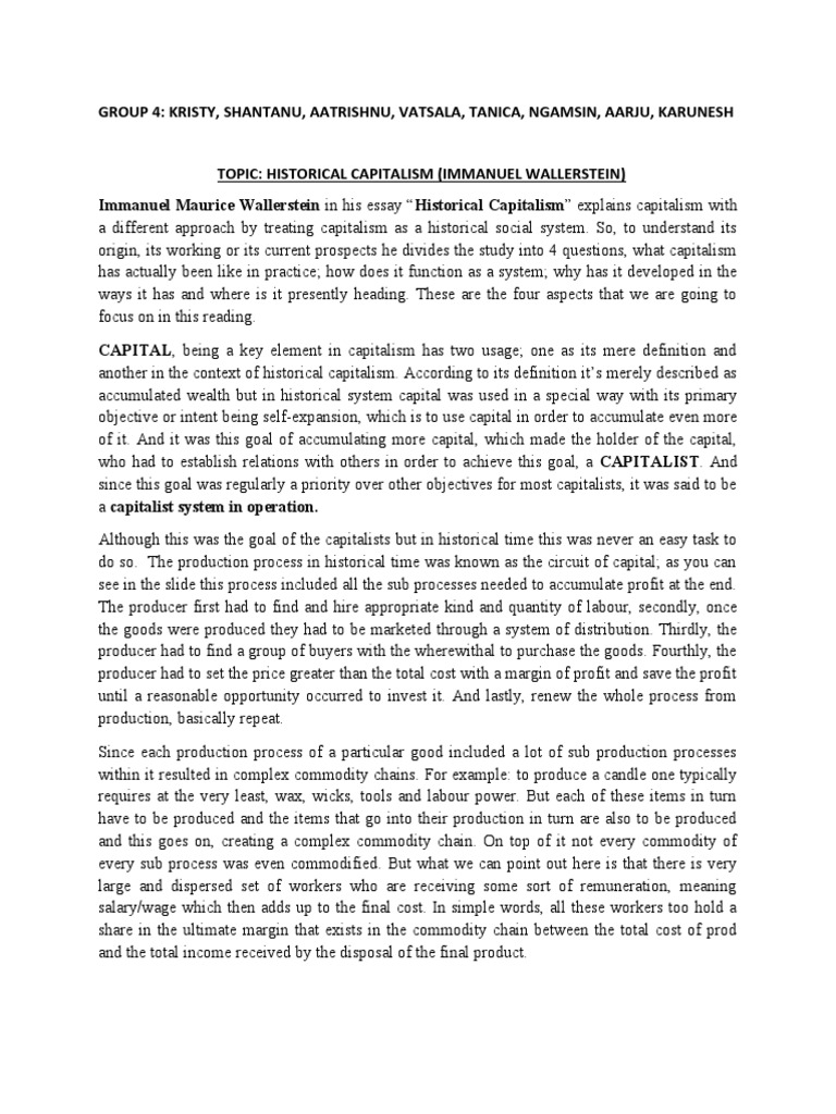 Historical Capitalism Write-Up | PDF | Capitalism | Market (Economics)