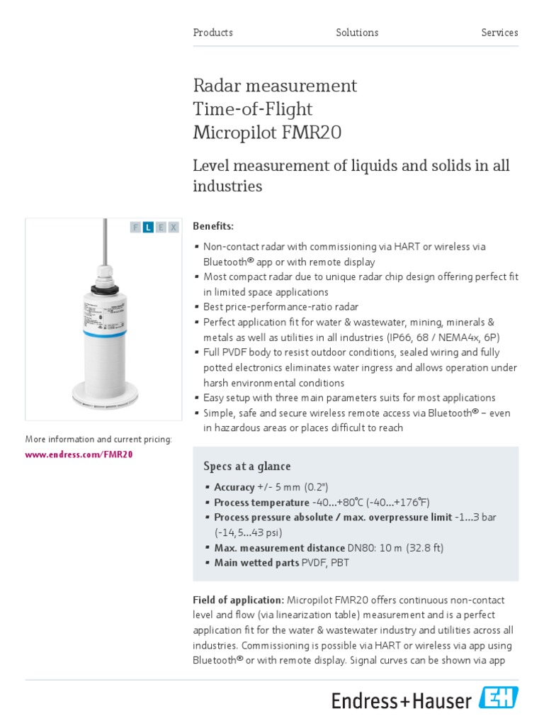 Endress-Hauser Micropilot FMR20 EN | PDF | Electrical Engineering ...