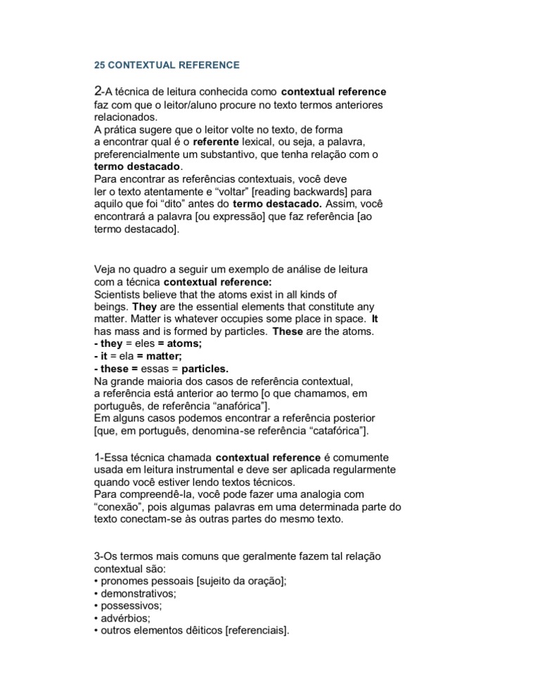25 Contextual Reference | PDF