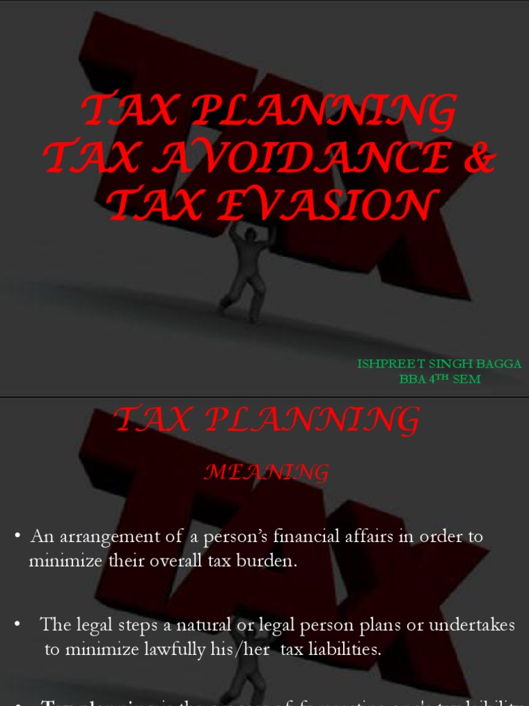 Toaz - Info Tax Planning Tax Avoidance Amp Tax Evasion PR | PDF | Taxes ...