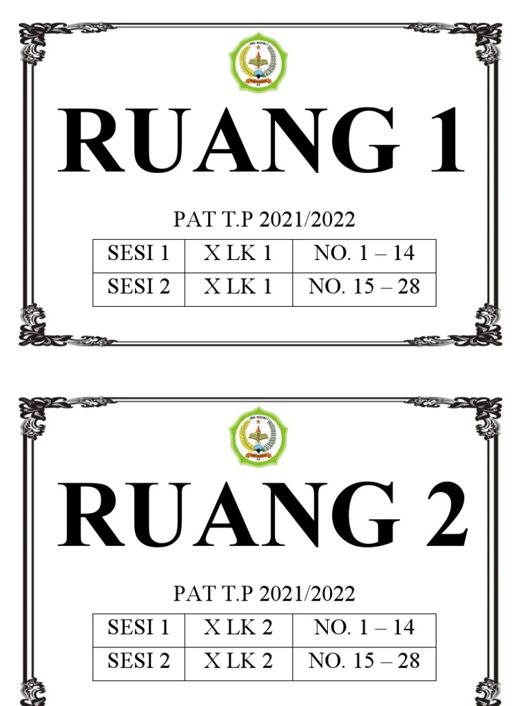 Contoh Label Ruangan Pat | PDF