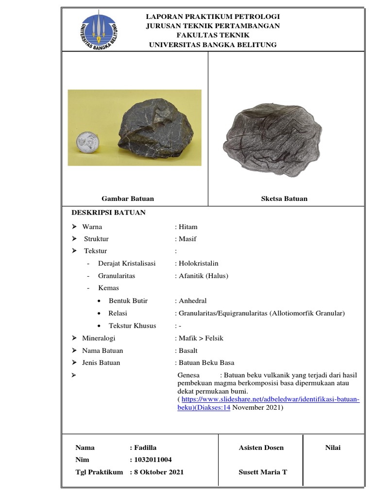 Deskripsi Batuan Basalt dalam Petrologi | PDF