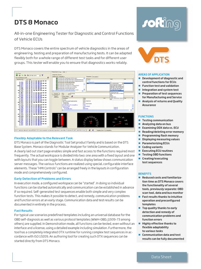 Softing DTS Monaco Data Sheet | PDF | Software Testing | Software