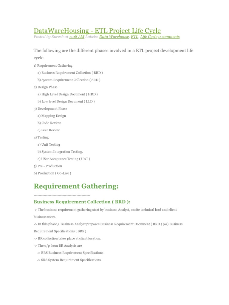 DWH Life Cycle | PDF | Data Warehouse | Unit Testing