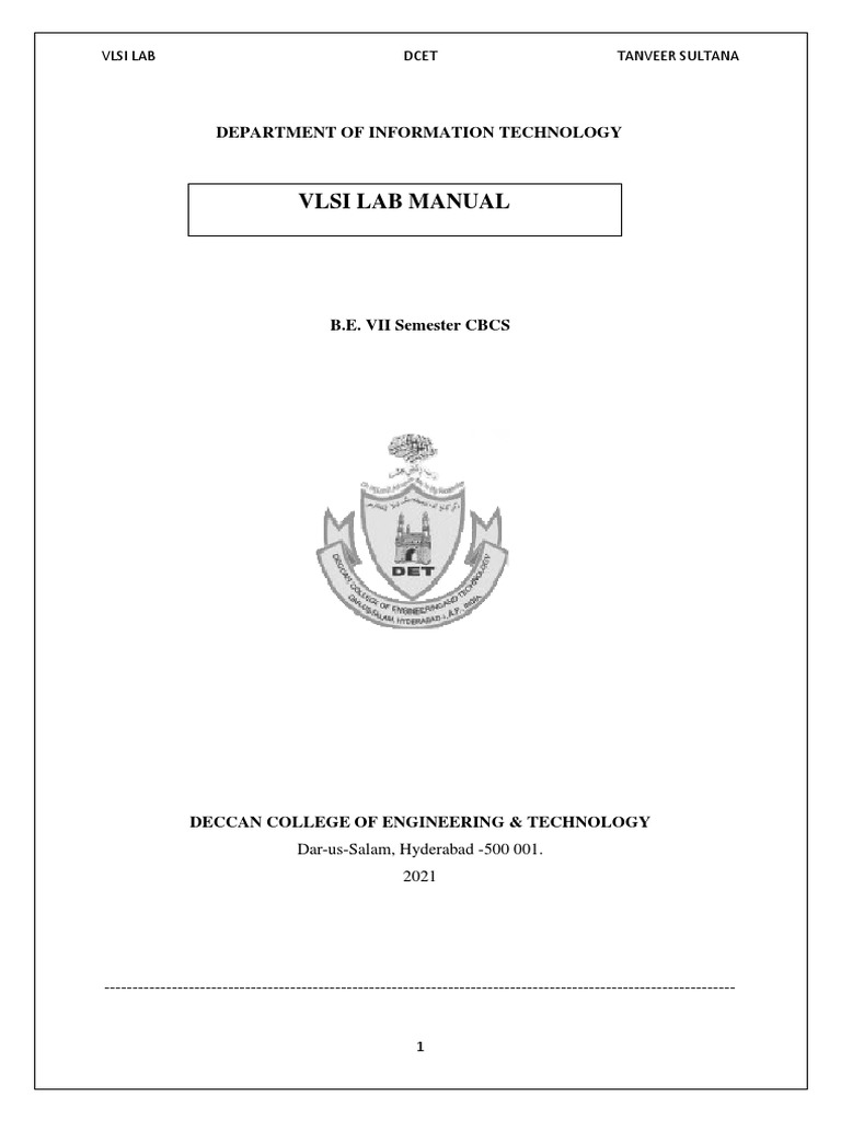 Vlsi Lab Manual: Department of Information Technology | PDF | Hardware Description Language ...