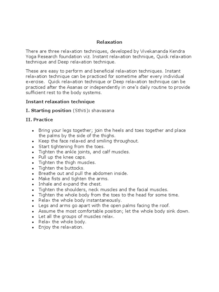Relaxation Techniques | PDF | Relaxation (Psychology) | Abdomen