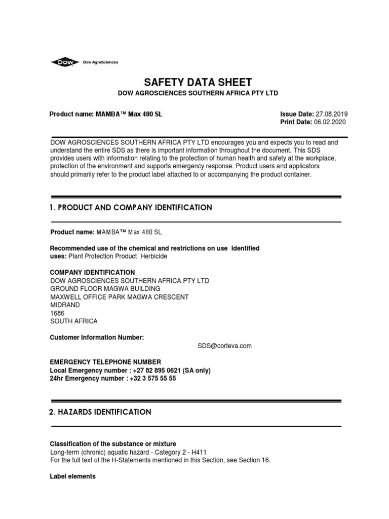 Mamba Max 480 SL | PDF | Dangerous Goods | Firefighting