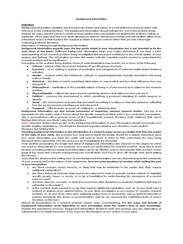 Background Information | PDF | Information | Primary Sources
