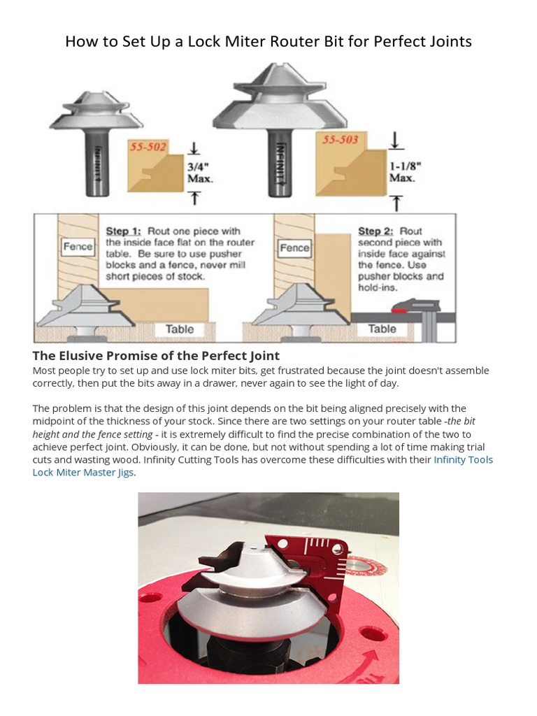 How To Set Up A Lock Miter Router Bit For Perfect Joints | PDF ...