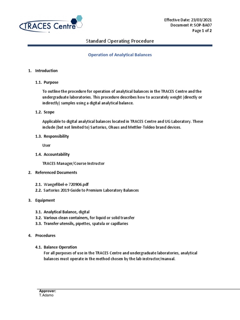 Analytical Balance SOP | Download Free PDF | Weight